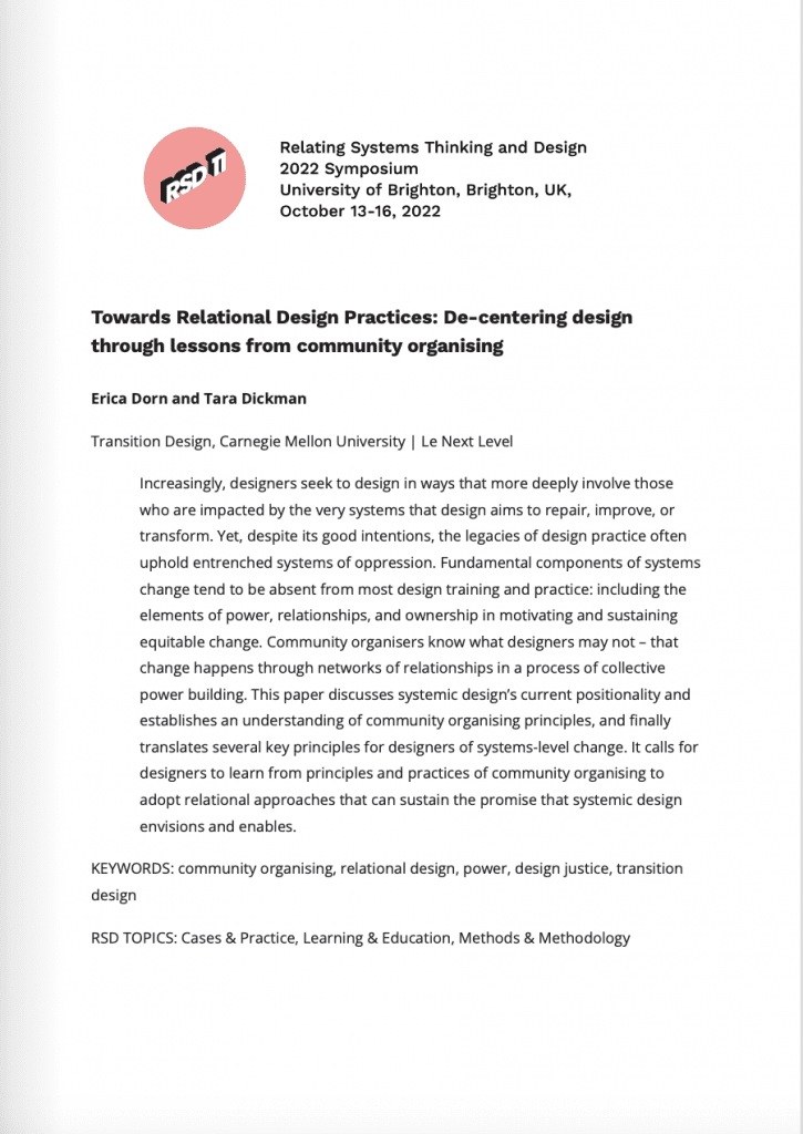 Towards Relational Design Practices - Humanity in Action